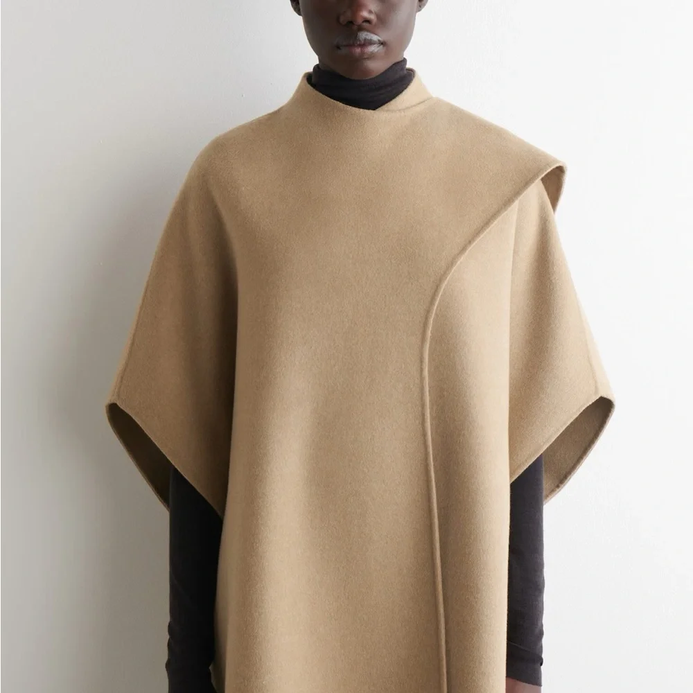 COS | Jackets & Coats | Cos Doublefaced Wool Scarf Cape Camel | Poshmark